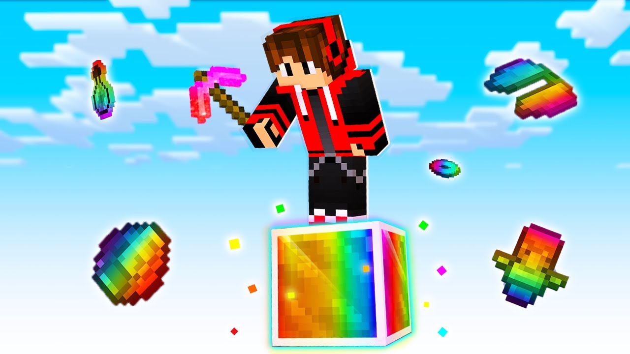 Minecraft, But It's On 1 OP RAINBOW Block !!! - Minecraft videos