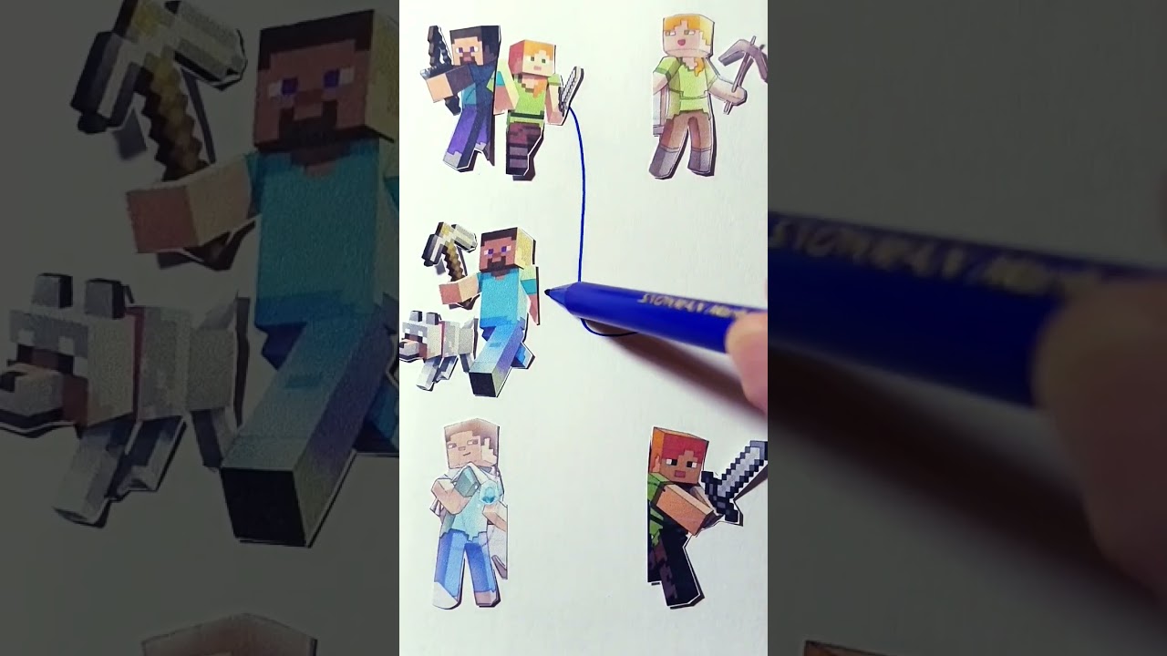 Minecraft I am Steve meme line matching DIY puzzle #shorts #minecraft # ...