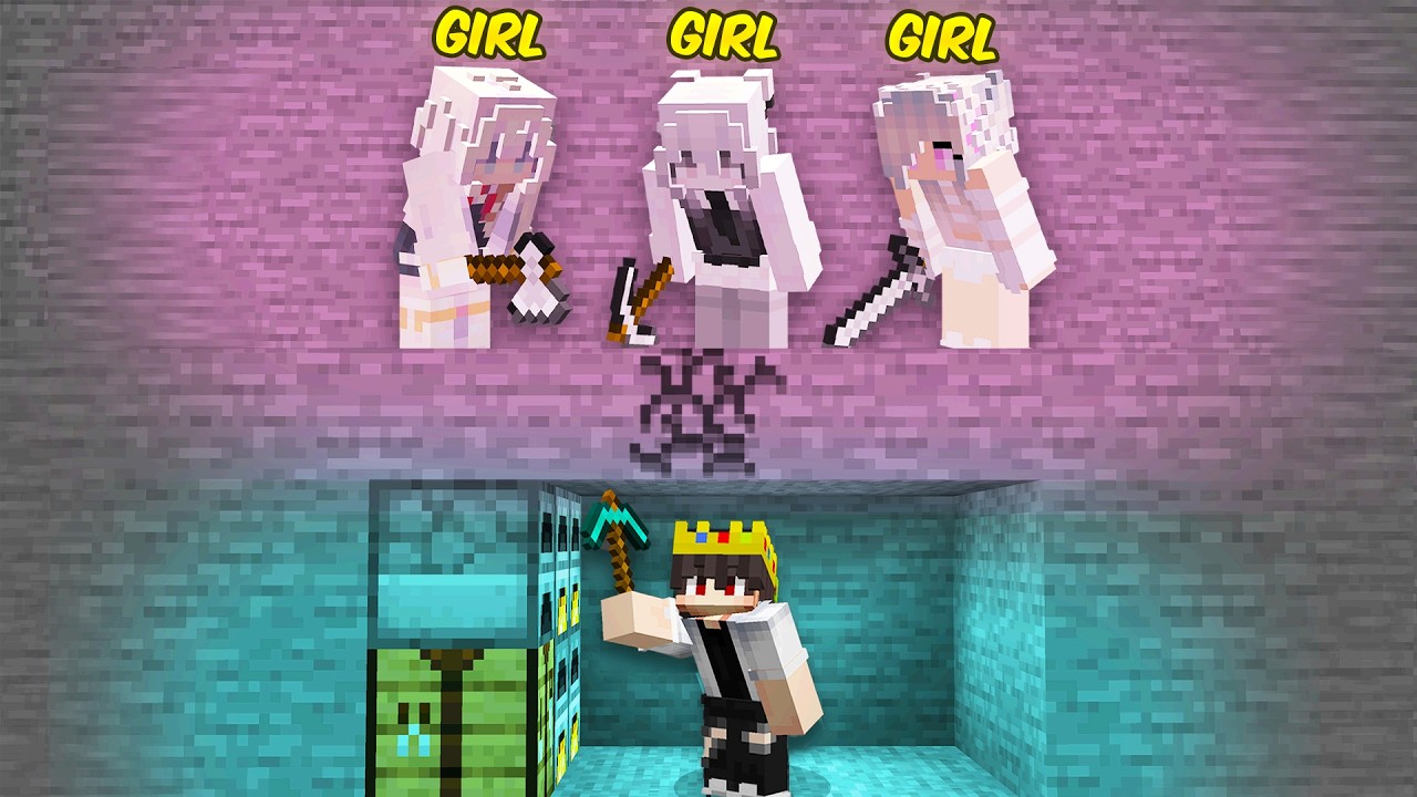 Minecraft Manhunt (1v3) BOYS vs GIRLS - Minecraft videos