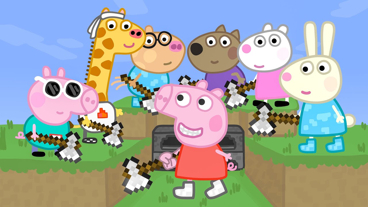 Minecraft Speedrunner Peppa vs 6 Hunters Animation - Minecraft videos