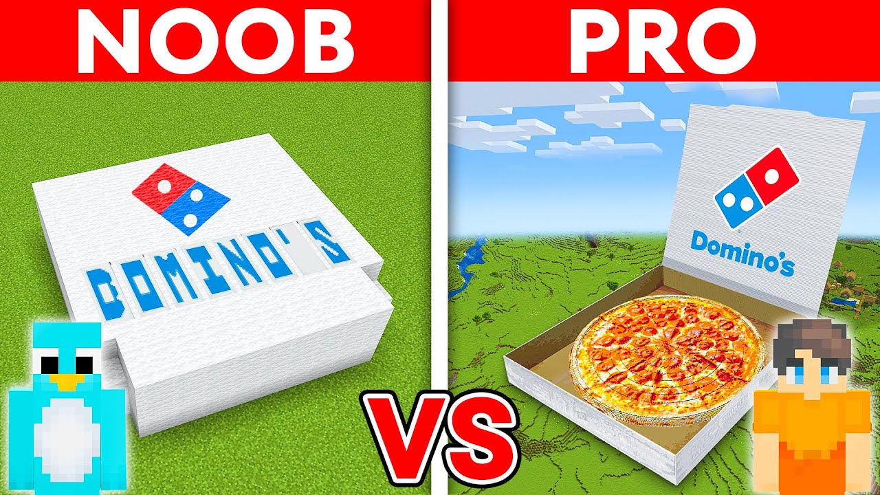 NOOB vs PRO: DOMINO'S PIZZA House Build Challenge in Minecraft ...