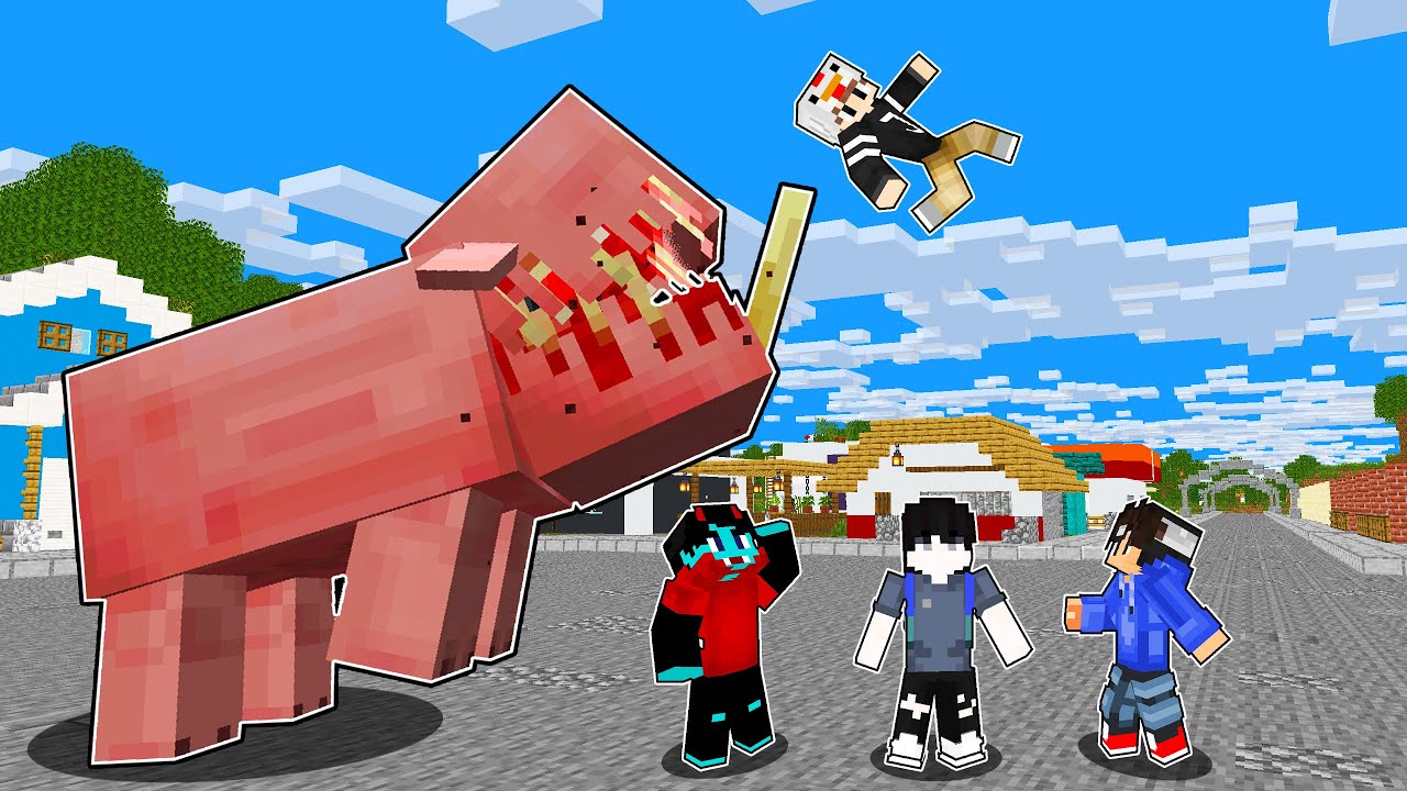 OVERPOWER PIG Killing Everyone in Minecraft | TAROPA VILLAGE - Minecraft videos