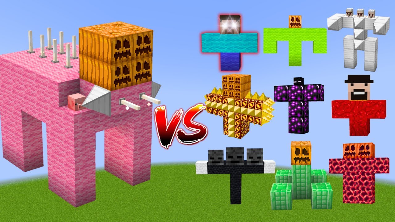 PIGZILLA vs All Minecraft Bosses - Minecraft Mob Battle - Minecraft videos