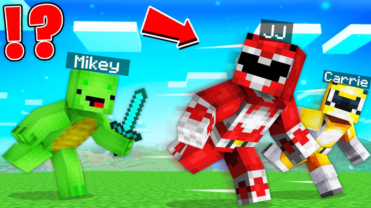 POWER RANGERS Speedrunners vs Hunter in Minecraft - Maizen JJ and Mikey - Minecraft videos