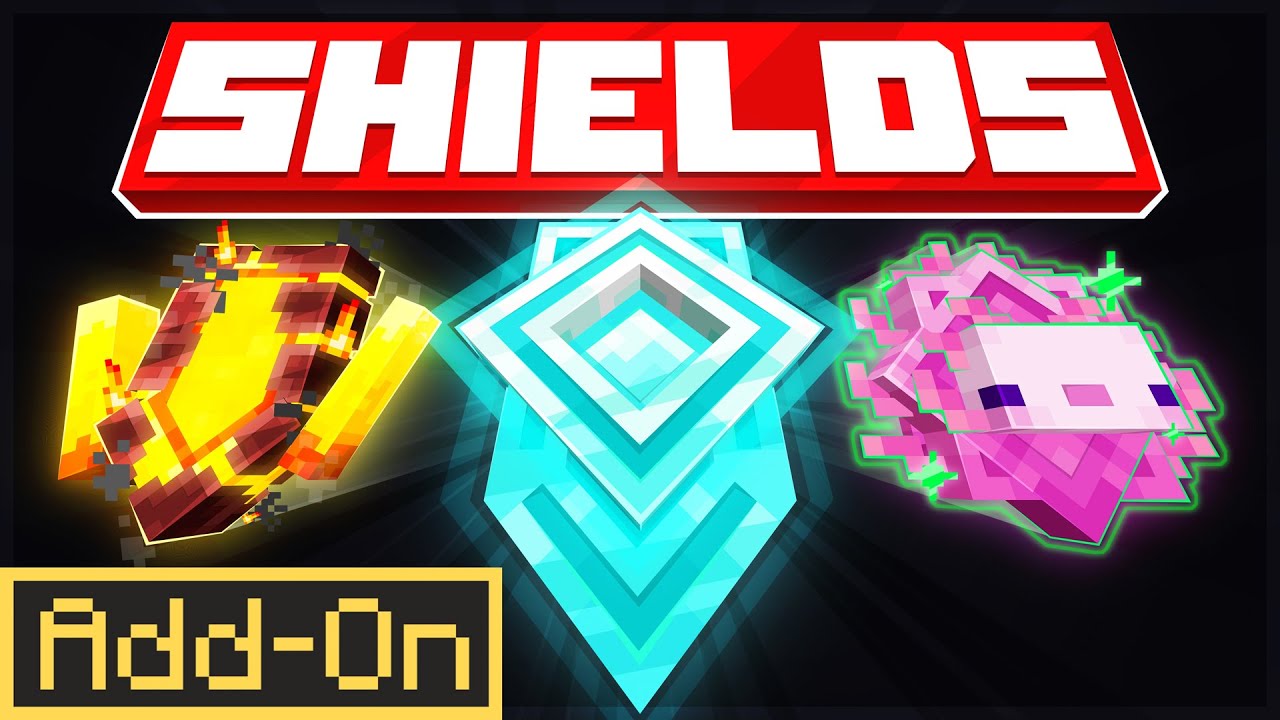 SHIELDS ADDON! 20+ Custom Shields Added to Minecraft Bedrock Survival - Minecraft videos
