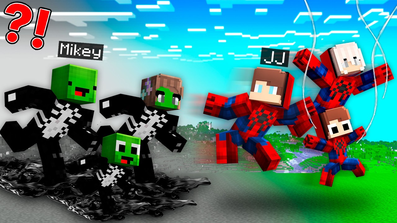 SPIDER-MAN FAMILY Speedrunners vs VENOM FAMILY Hunters : JJ vs Mikey Battle in Minecraft Maizen ...
