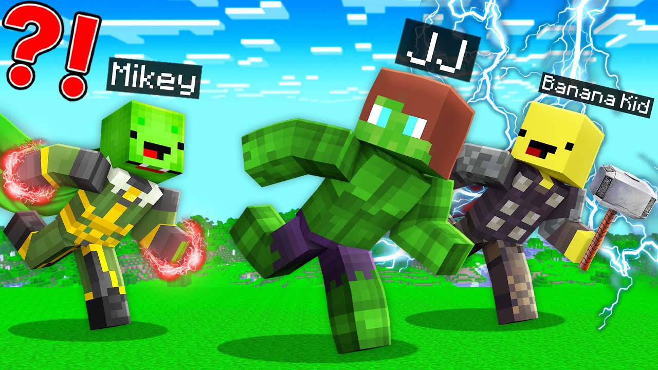 THOR and HULK Speedrunners vs LOKI Hunter : JJ and Banana Kid vs Mikey in Minecraft Maizen ...