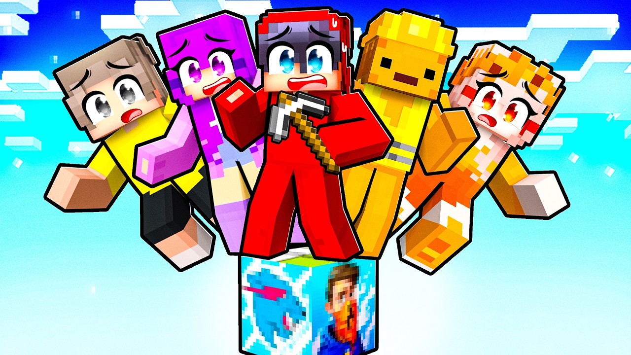 5 Friends on a YouTuber Block in Minecraft - Minecraft videos