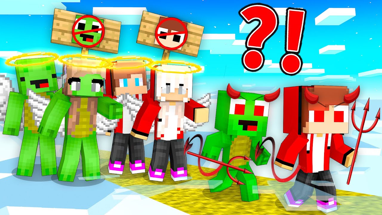 HEAVEN Families Kick DEVIL BABY MIKEY and JJ Out in Minecraft (Maizen ...