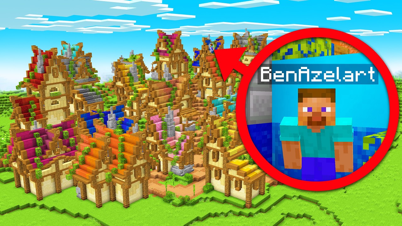 I Built a HIDE AND SEEK CITY in Minecraft Hardcore! ft. Ben Azelart ...