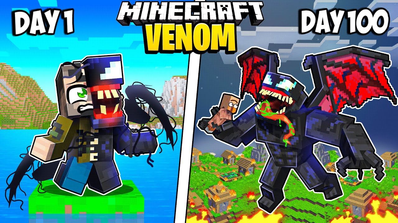 I Survived 100 Days as VENOM in Minecraft - Minecraft videos