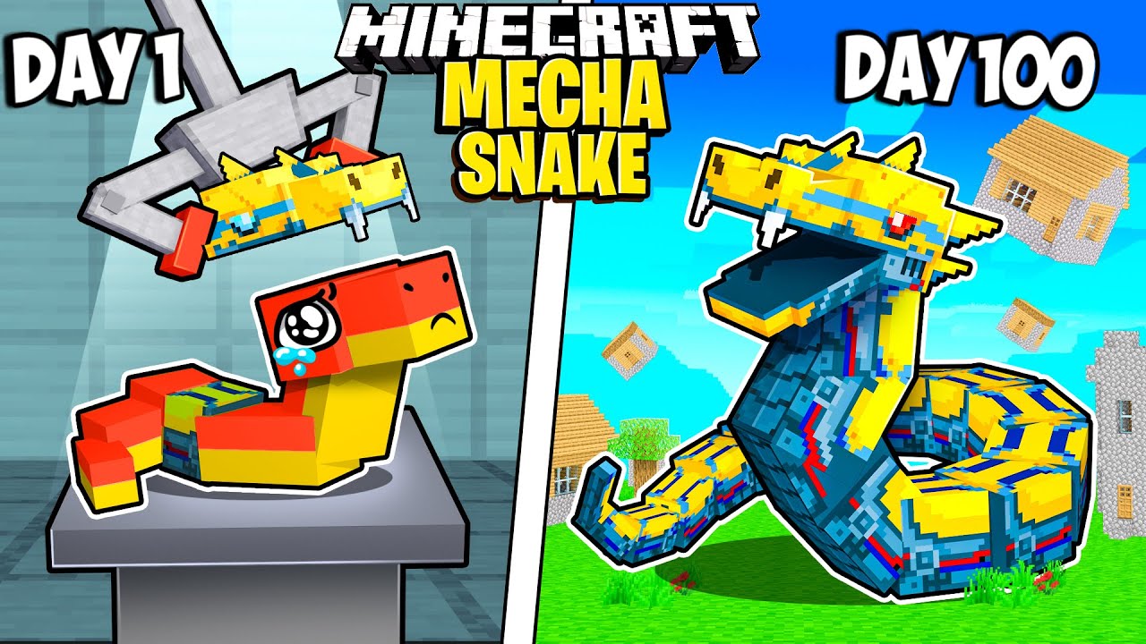 I Survived 100 Days as a MECHA SNAKE in Minecraft - Minecraft videos