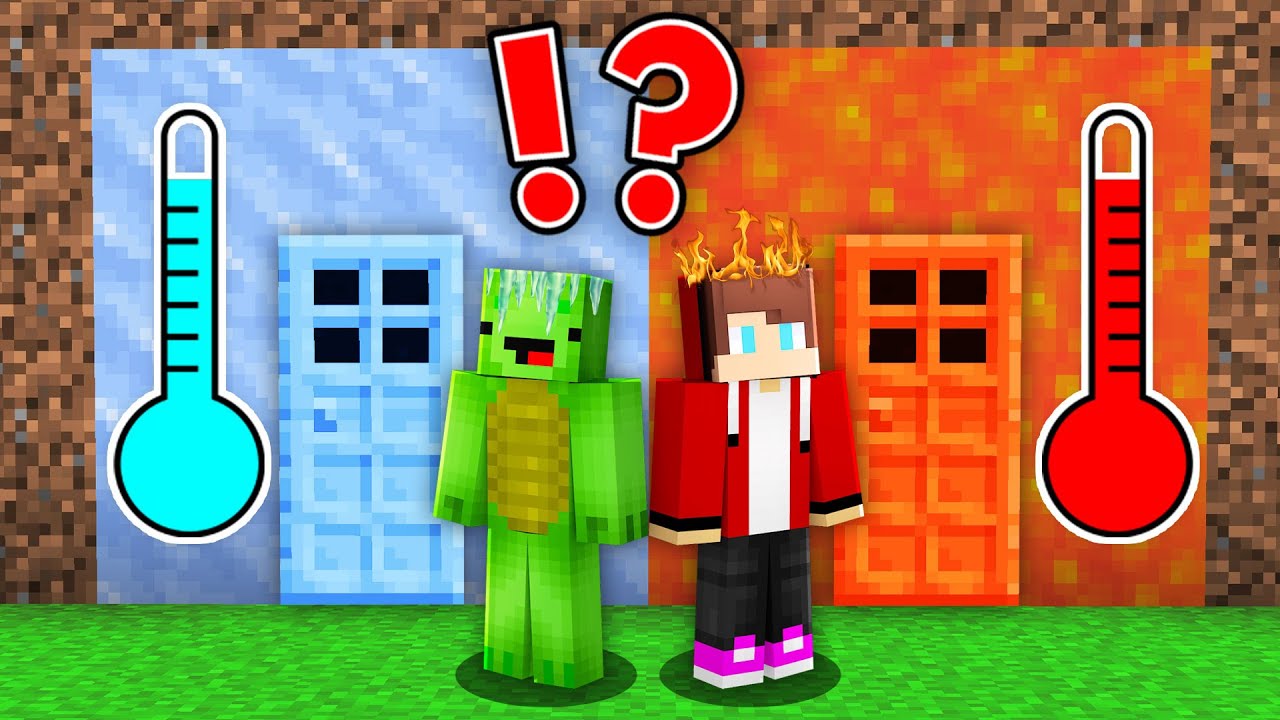 JJ FIRE DOOR vs Mikey ICE DOOR Survival Battle in Minecraft Maizen ...