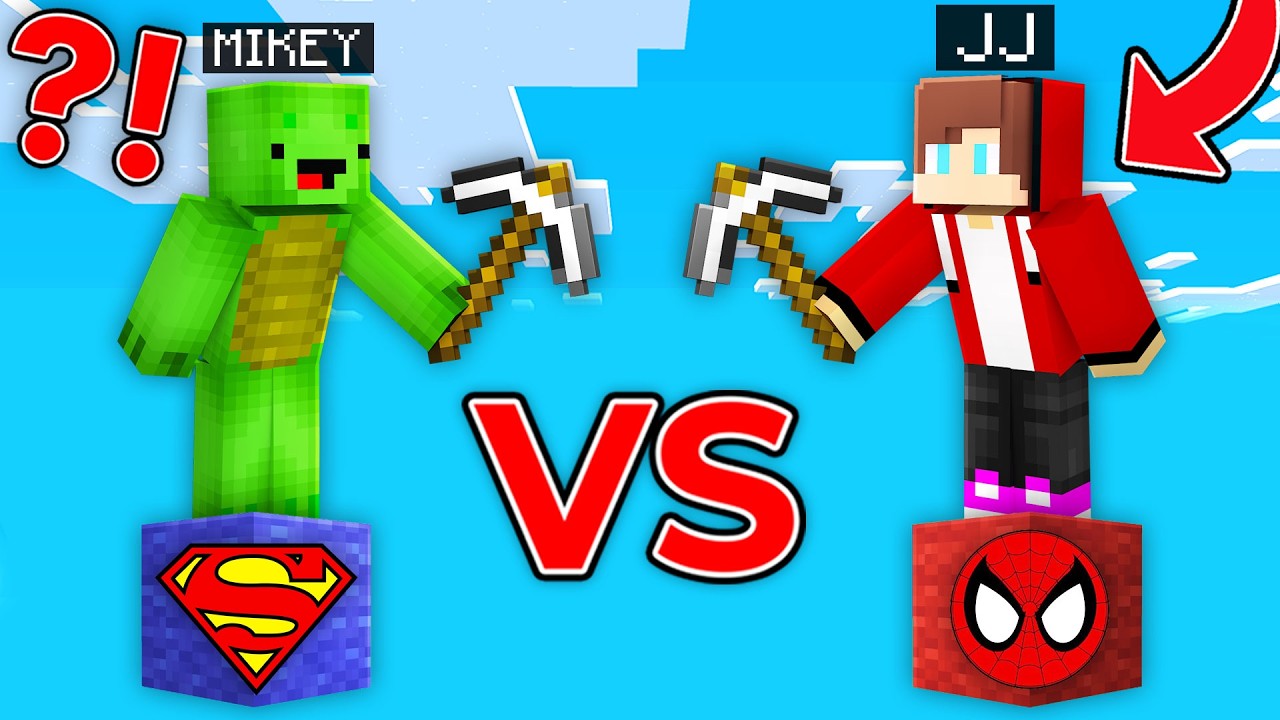 JJ SPIDER-MAN vs Mikey SUPERMAN Survive on ONE BLOCK in Minecraft Maizen! - Minecraft videos