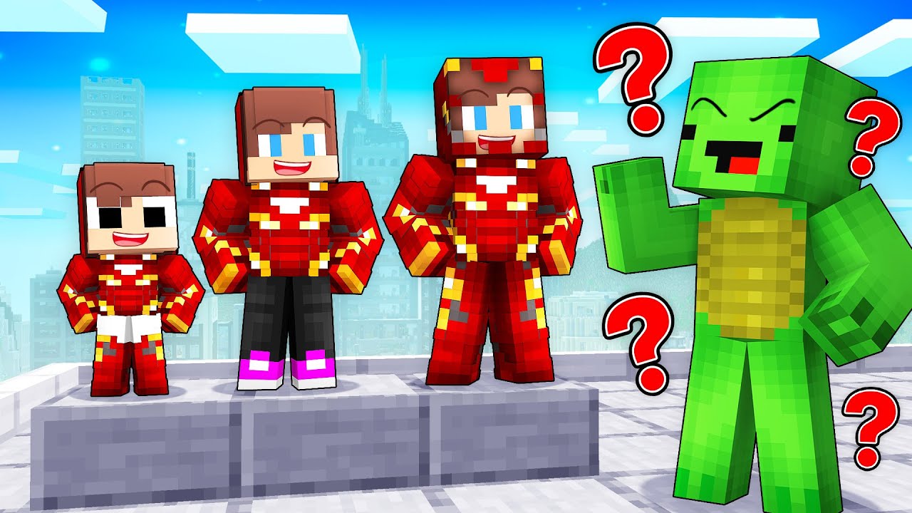 JJ and Mikey GROW UP as IRONMAN Evolution in Minecraft - Maizen ...