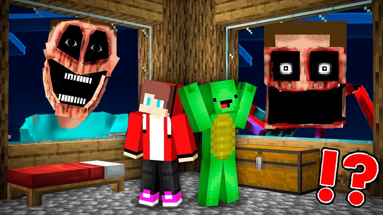 JJ and Mikey HIDE from Scary Mimics at Night in Minecraft - Maizen ?! - Minecraft videos