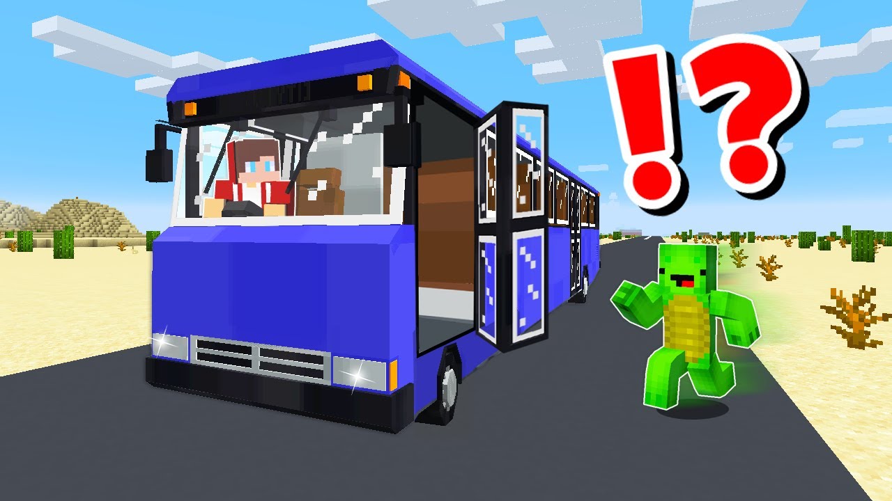JJ and Mikey in FAMILY BUS HOUSE CHALLENGE in Minecraft / Maizen animation - Minecraft videos