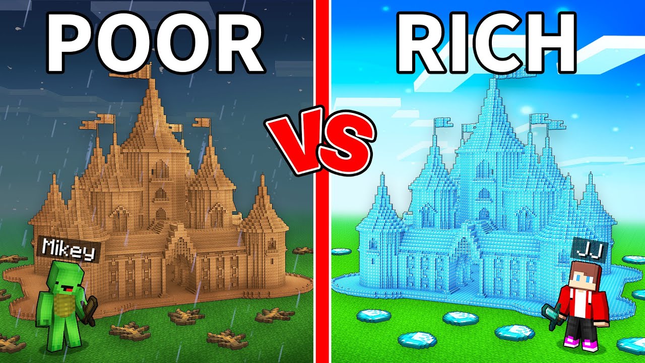 JJ's RICH Kingdom vs Mikey's POOR Kingdom Survive Battle in Minecraft - Maizen - Minecraft videos