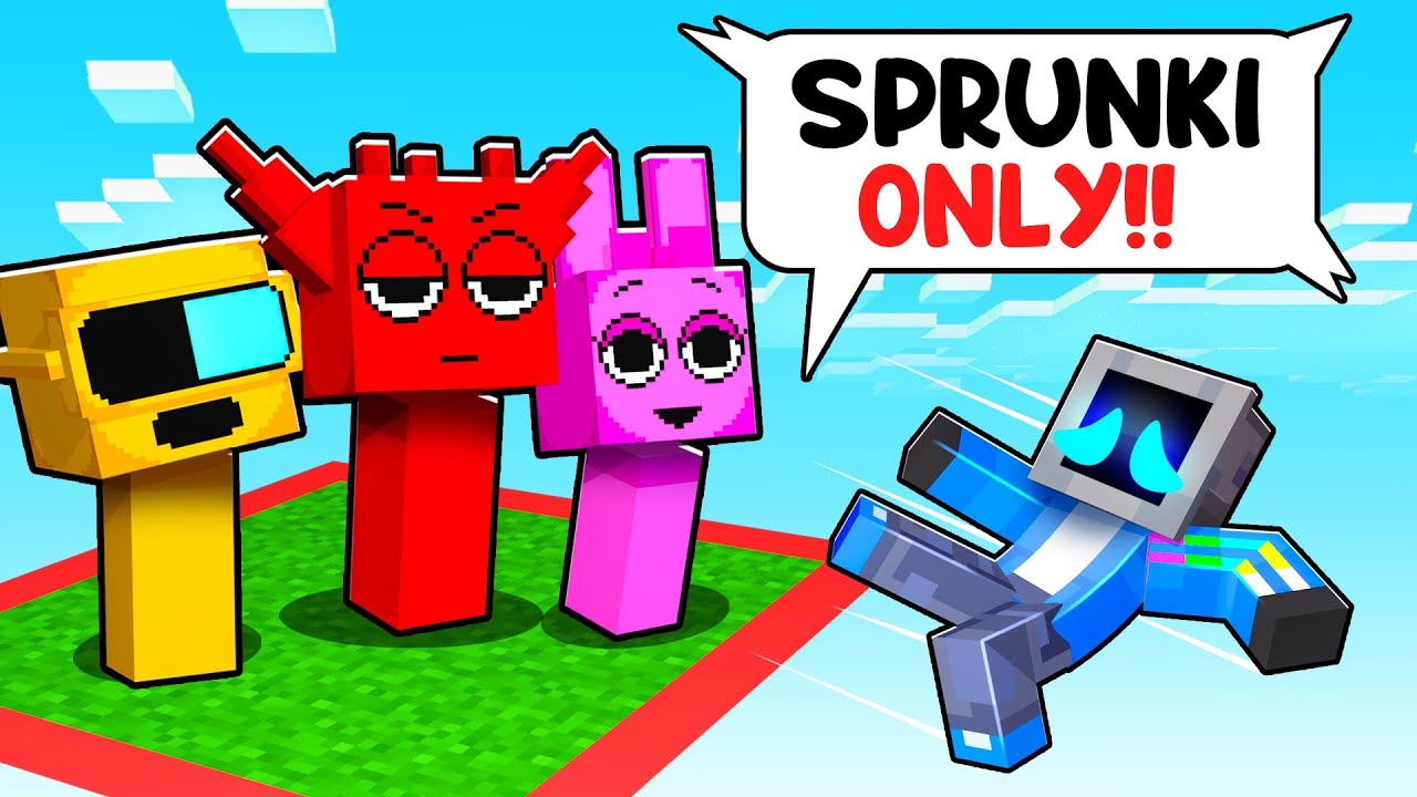 Locked on ONE CHUNK with SPRUNKI in Minecraft! - Minecraft videos