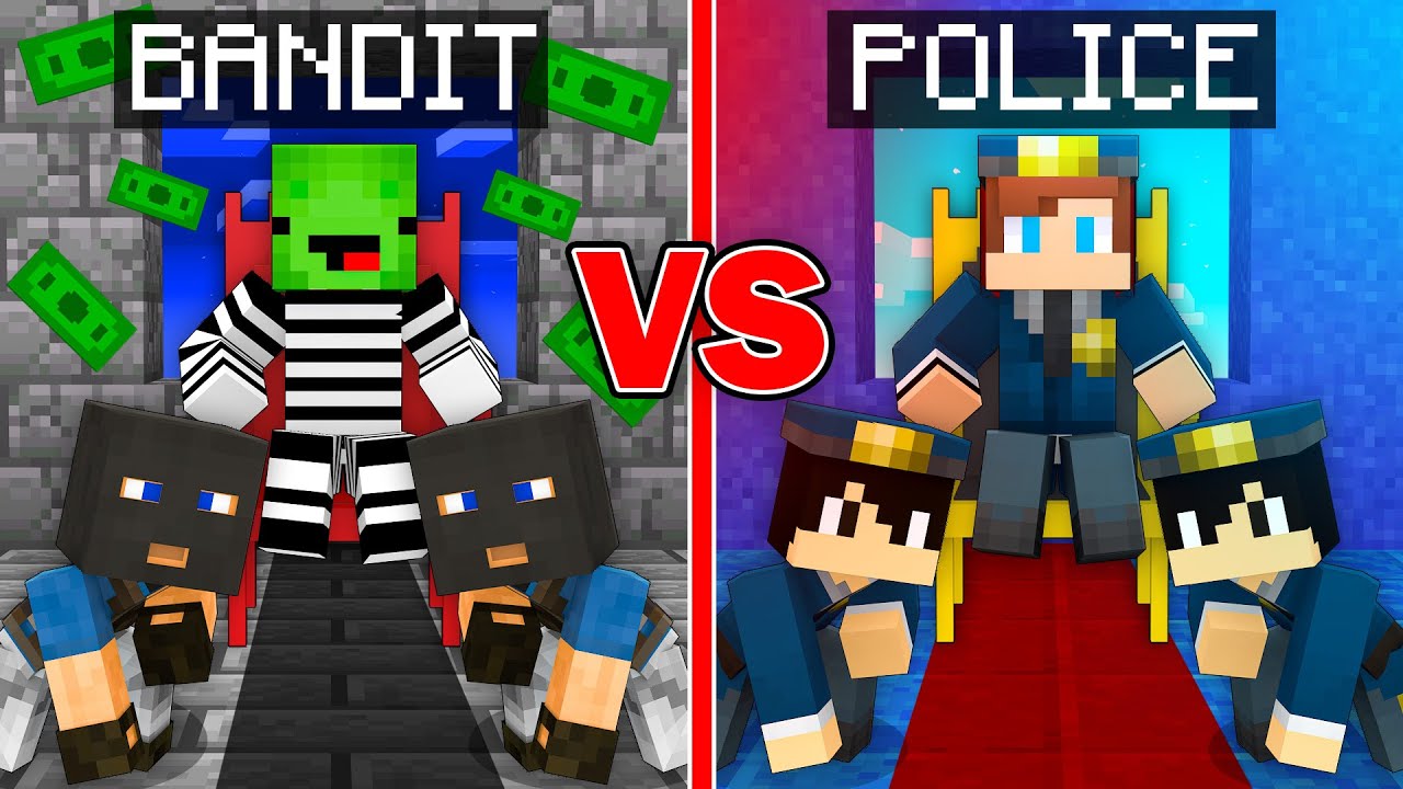 Mikey BANDIT vs JJ POLICE King Survival Battle in Minecraft (Maizen) - Minecraft videos