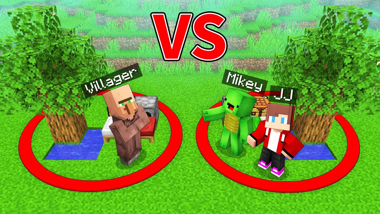 Mikey & JJ vs. Pro Villager RED CIRCLE in Minecraft (Maizen) - Minecraft videos