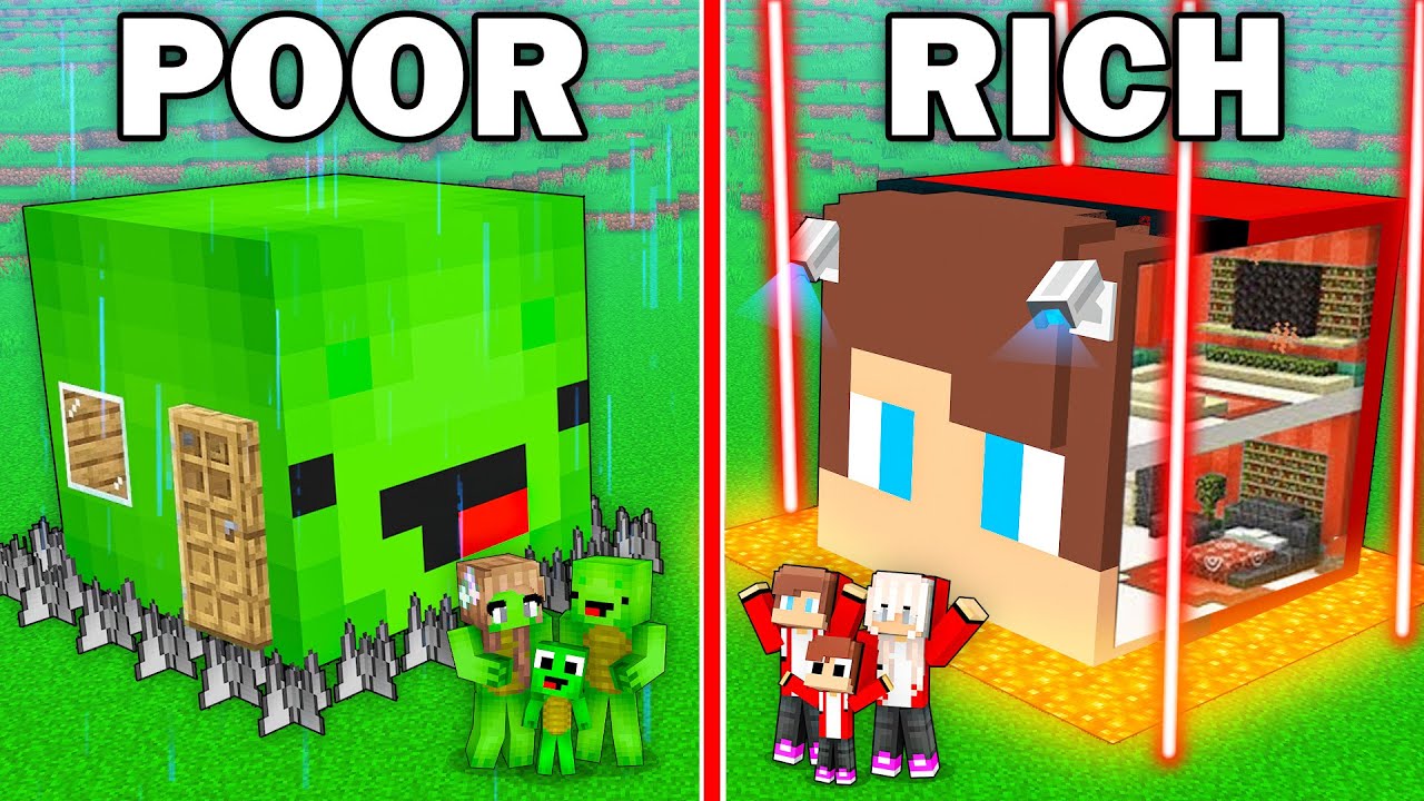 Mikey POOR vs JJ RICH Family SECURITY HEAD HOUSE in Minecraft (Maizen) - Minecraft videos