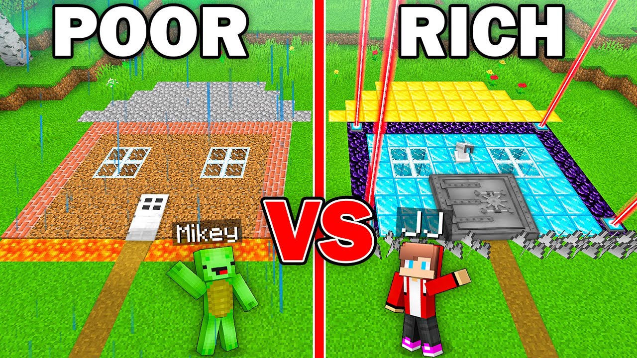 Mikey Poor vs JJ Rich UNDERGROUND SECURITY HOUSE in Minecraft - Maizen - Minecraft videos