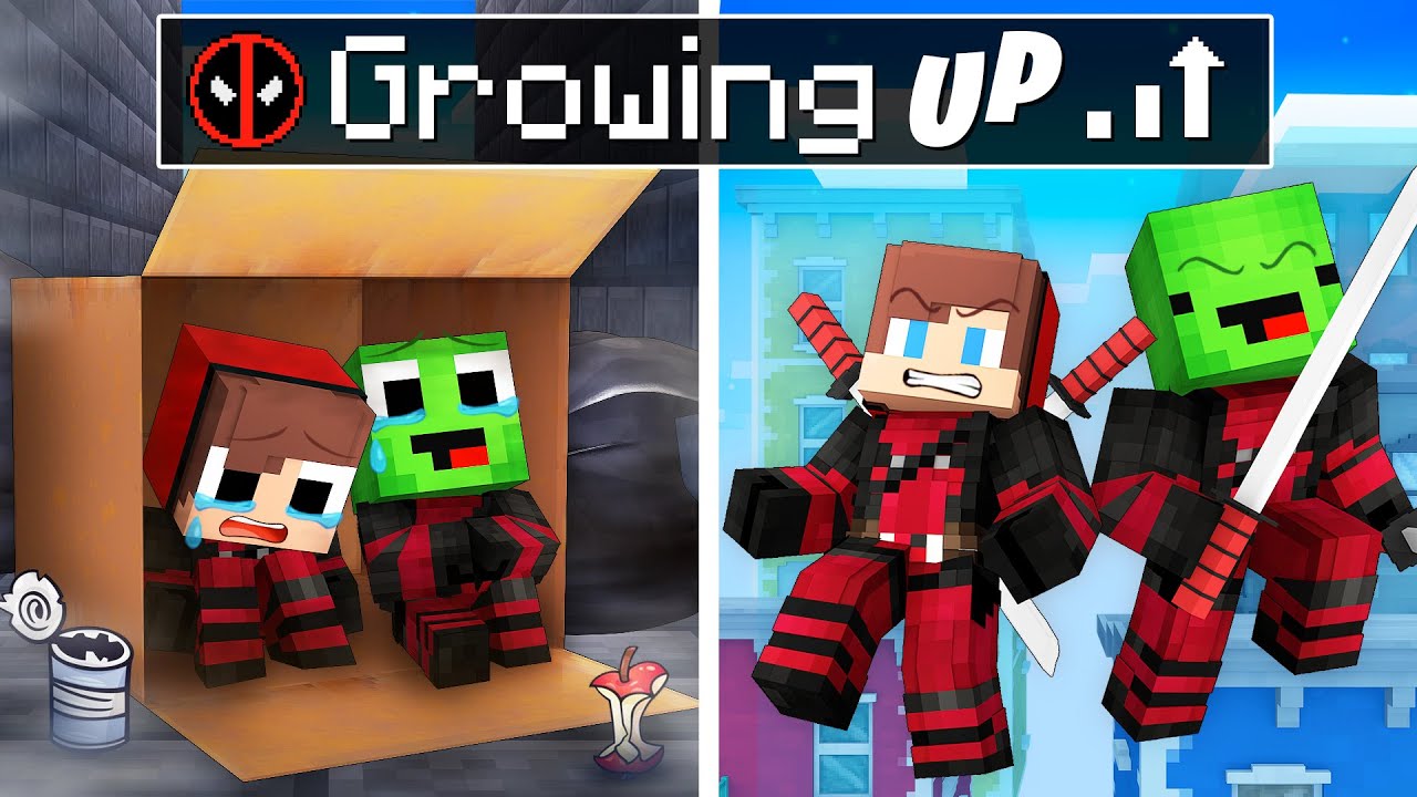 Mikey and JJ Grow up as DEADPOOL in Minecraft! (Maizen) - Minecraft videos