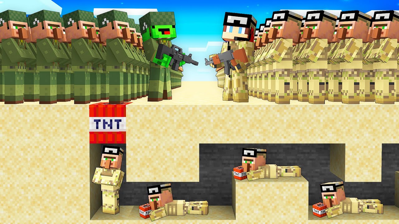 Mikey vs JJ MILITARY ARMY Survival Battle in Minecraft (Maizen) - Minecraft videos