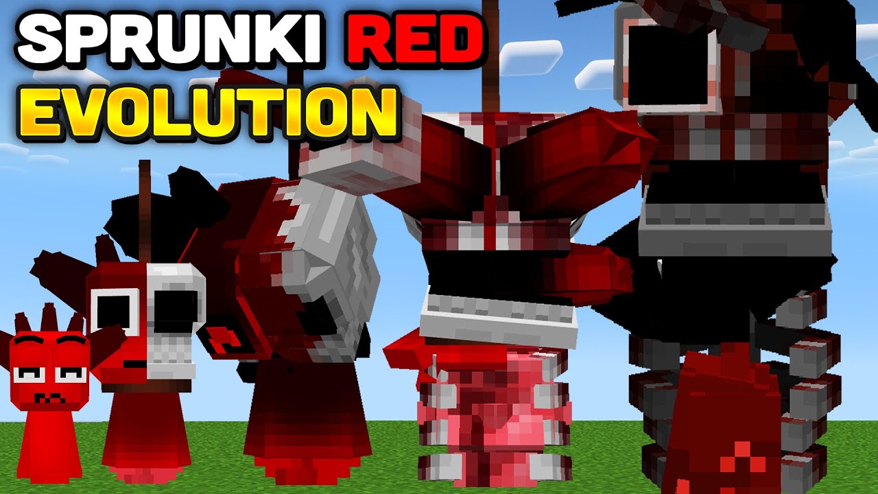 Minecraft But I Evolve SPRUNKI RED FINAL PHASE 1-9 - Minecraft videos