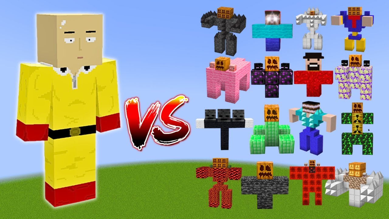 SAITAMA vs All Minecraft Bosses,Golems,Warden,Herobrine - Minecraft Mob ...