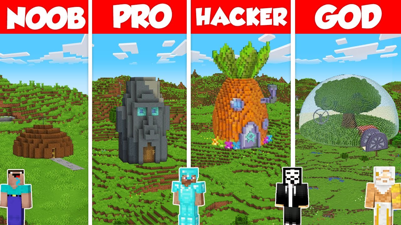 SpongeBob House Build Battle Challenge - Noob vs Pro vs Hacker vs God ...