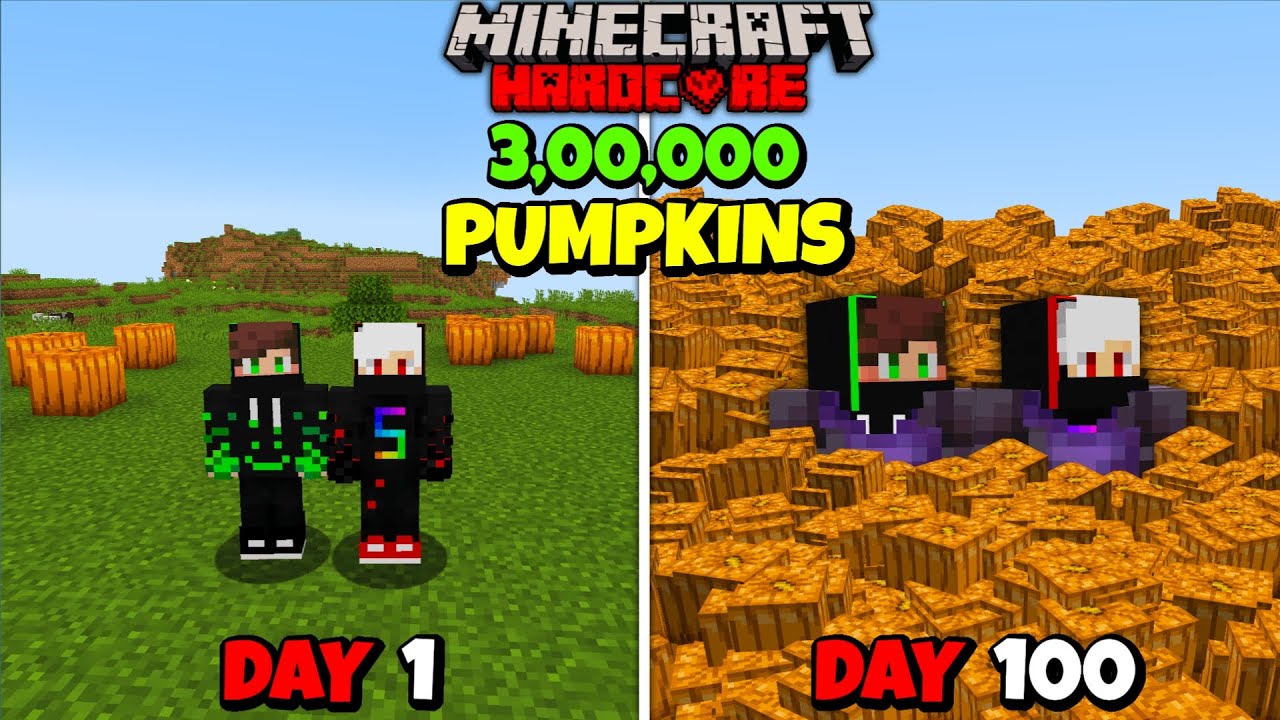 We Farmed 3,00,000 PUMPKINS In 100 Days In Minecraft Hardcore | Duo 100 Days - Minecraft videos