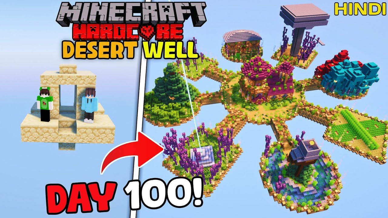 We Survived 100 Days on a DESERT WELL in Minecraft Hardcore ...