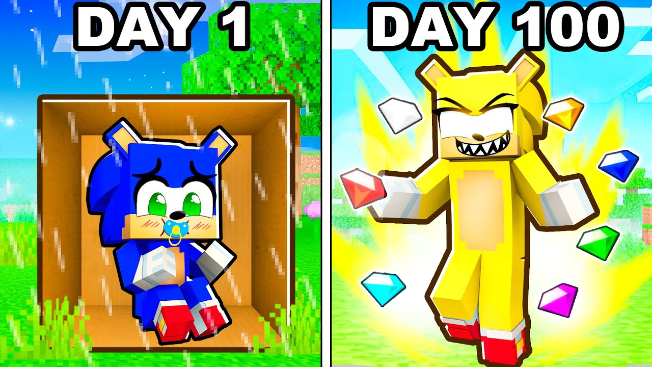 100 DAYS as SUPER SONIC in Minecraft! - Minecraft videos