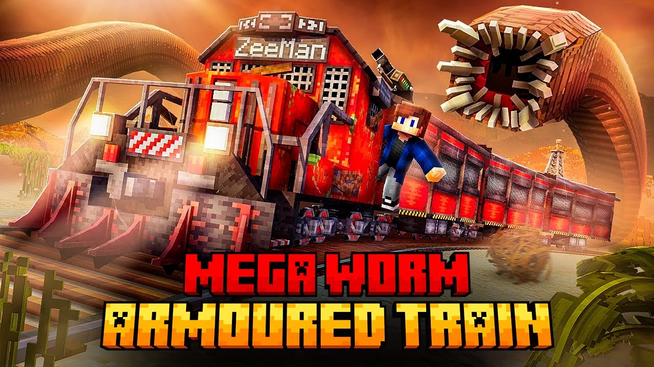 A MASSIVE SAND WORM IS CHASING ME ON A TRAIN IN MINECRAFT! - Minecraft videos