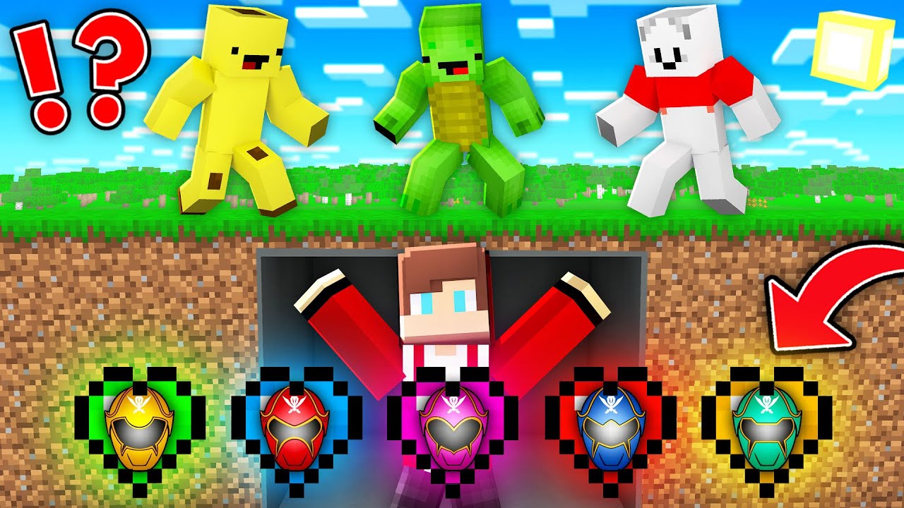 CUSTOM RANGERS HEARS Speedrunner vs Hunters : JJ vs Mikey and Banana Kid in Minecraft Maizen ...