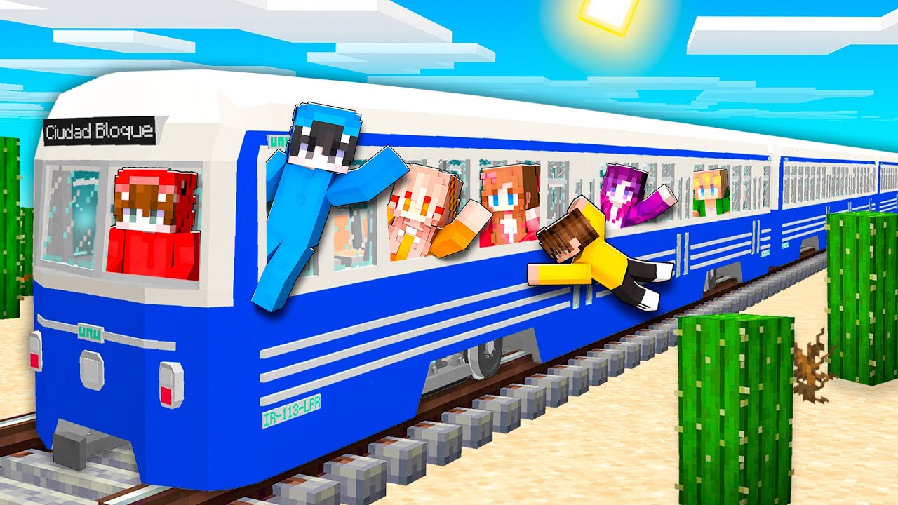Hicimos un Viaje Largo en TREN por el desierto en Minecraft ...