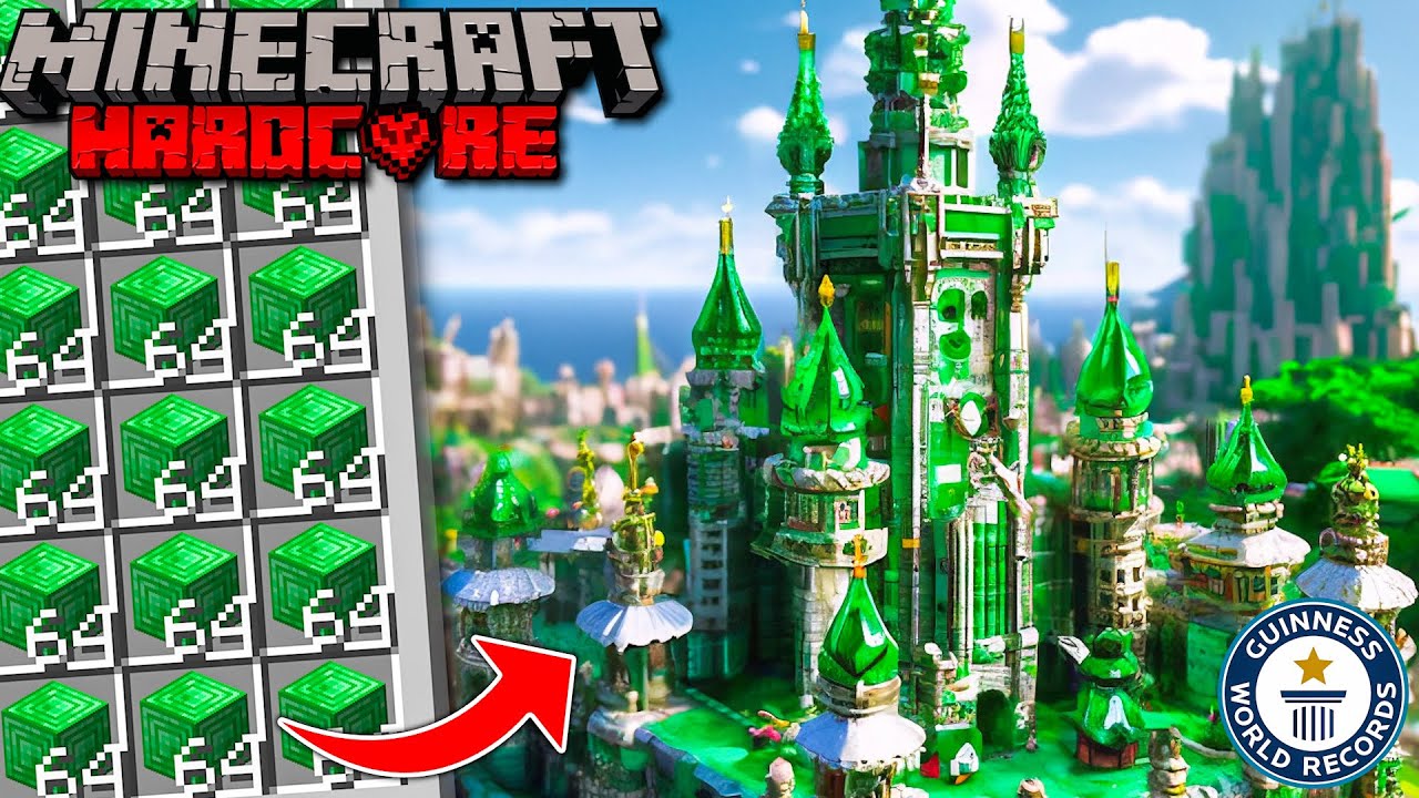 I COLLECT 100K Emeralds Building this MEGA BASE in Minecraft Hardcore ...