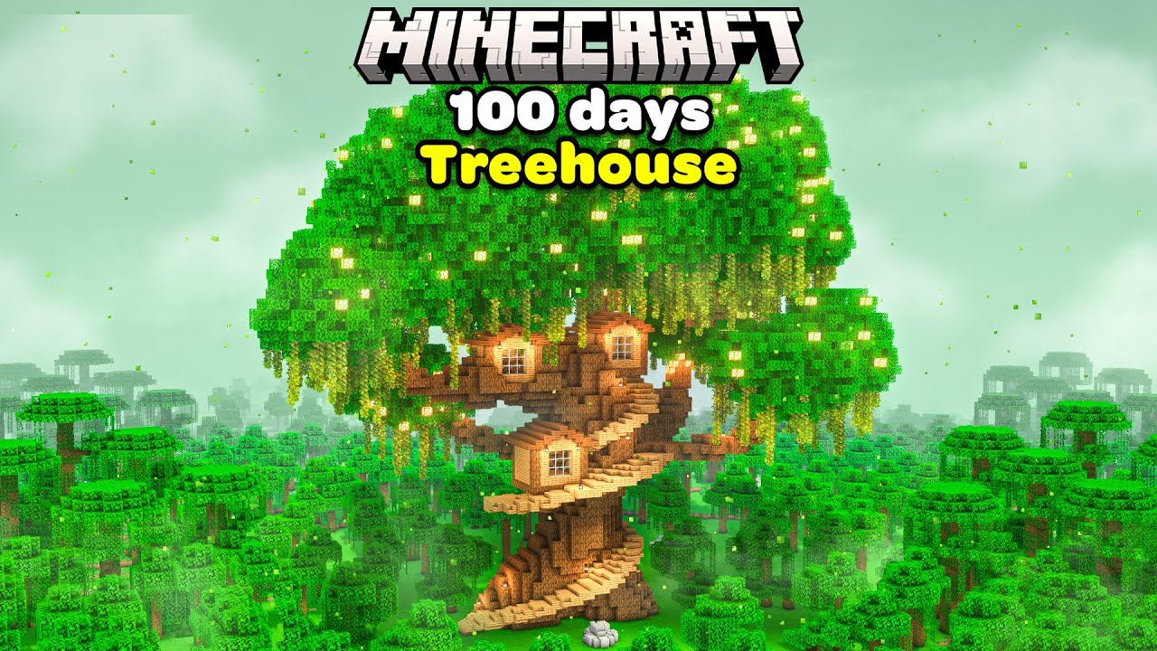I Spent 100 Days Building a Cottagecore Treehouse in Minecraft ...