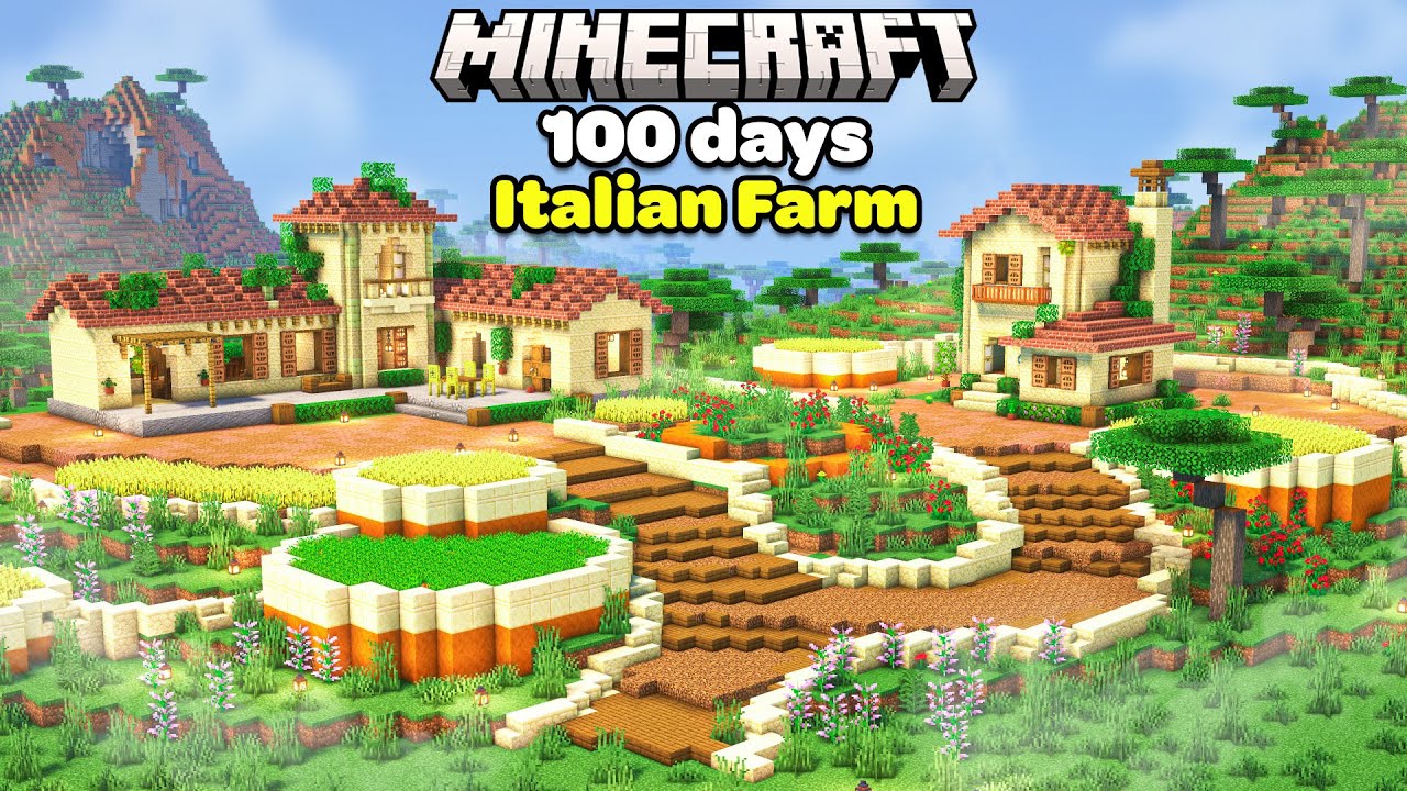 I Spent 100 Days Building an Italian Farm in Minecraft - Minecraft videos