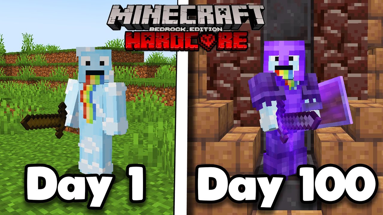 I Survived 100 Days In Minecraft Bedrock Hardcore... - Minecraft videos
