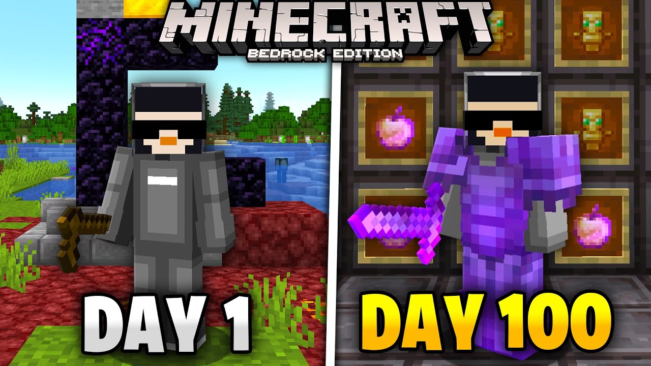 I Survived 100 Days of HARDCORE Minecraft Bedrock! - Minecraft videos