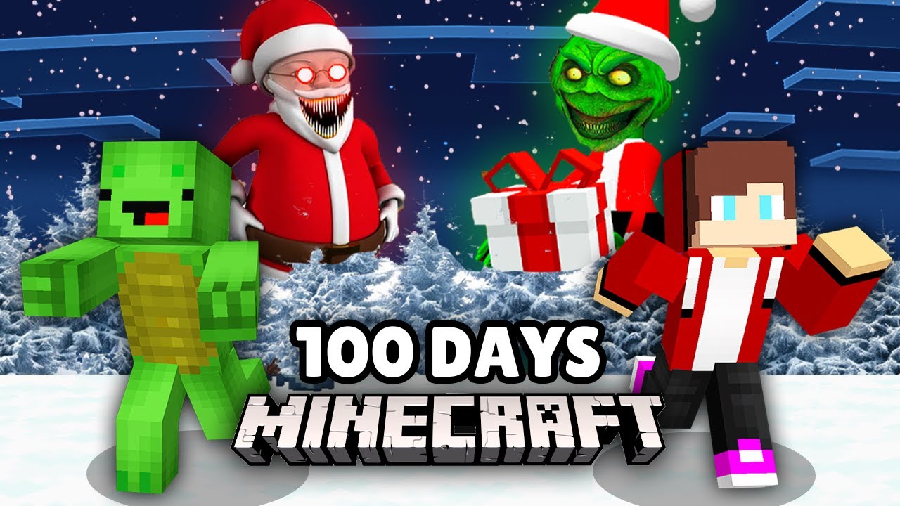 Jj And Mikey Survived 100 Days With Grinch And Santa At Night In