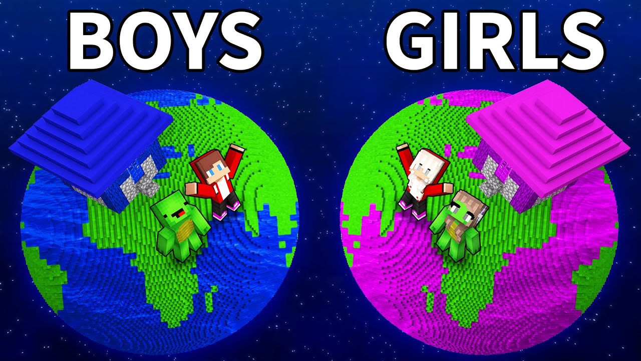 Mikey & JJ vs Girls Planet Survival Battle in Minecraft (Maizen ...