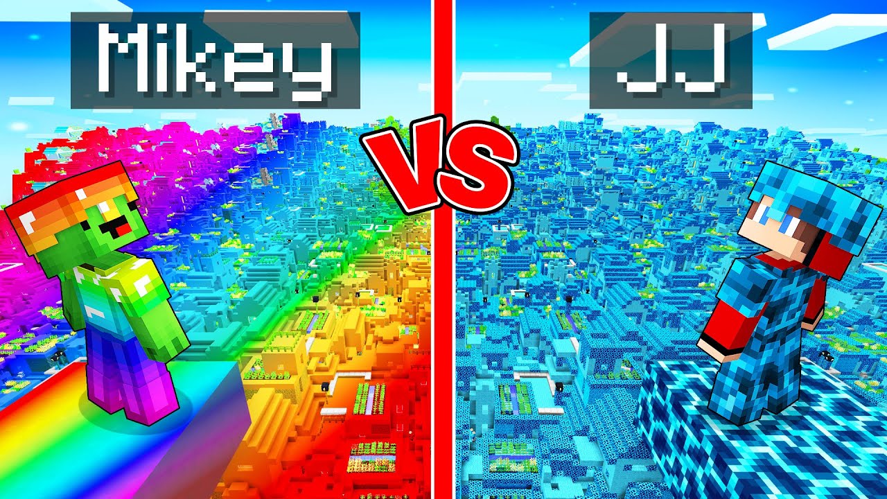Mikey RAINBOW vs JJ STORM Village Survival Battle in Minecraft (Maizen) - Minecraft videos