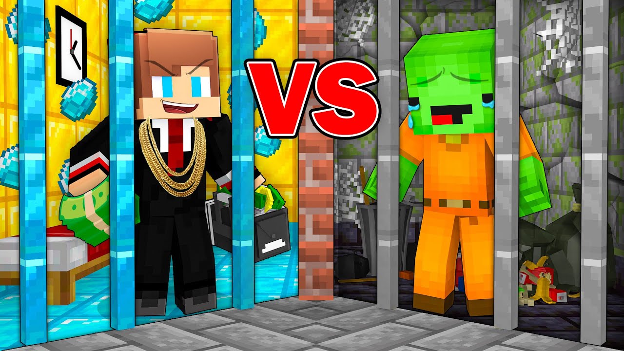 Mikey RICH vs JJ POOR Prison Survival Battle in Minecraft - Maizen - Minecraft videos