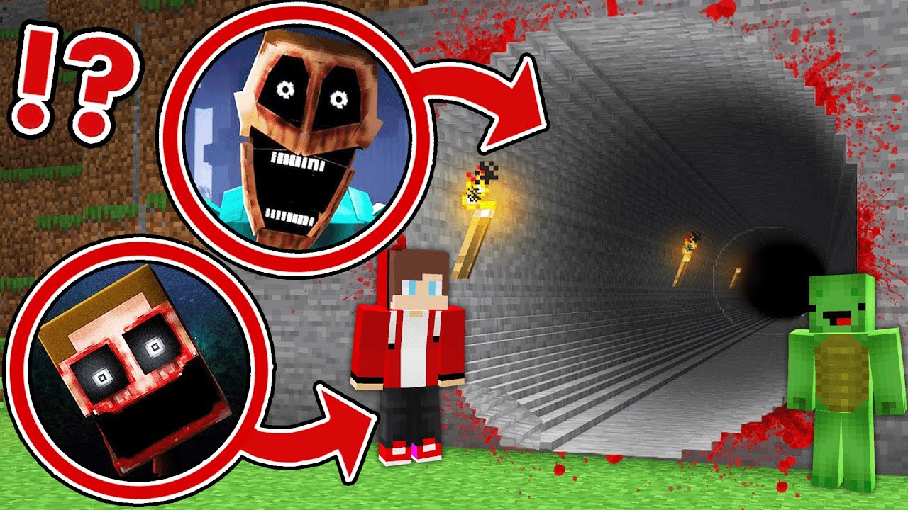 Mikey and JJ Found Longest Scary Mimics Tunnel at Night in Minecraft - Maizen?! - Minecraft videos