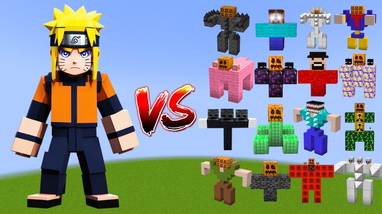 NARUTO vs All Minecraft Bosses - Minecraft Mob Battle - Minecraft videos