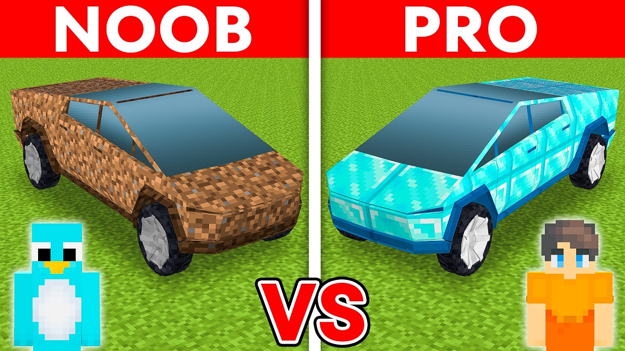 NOOB vs PRO: CYBER-TRUCK Build Challenge in Minecraft - Minecraft videos